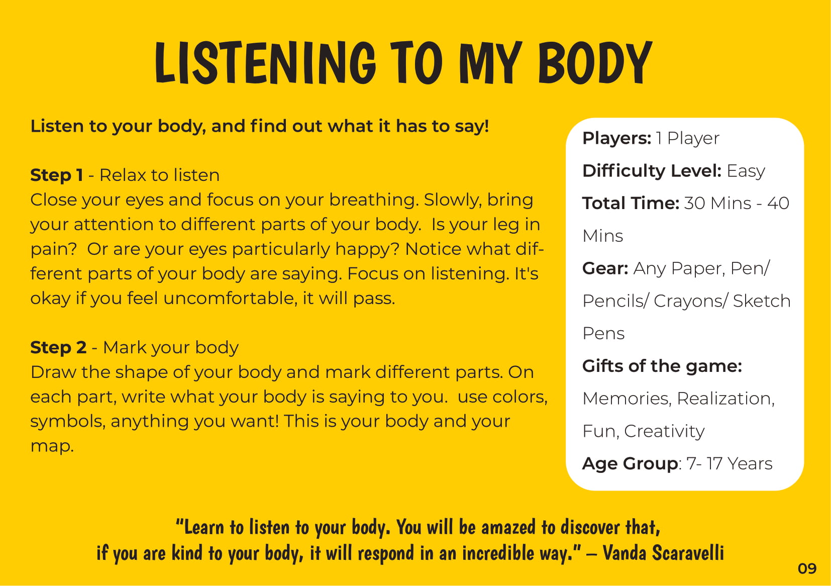 Listening to my body - Art Room Hero